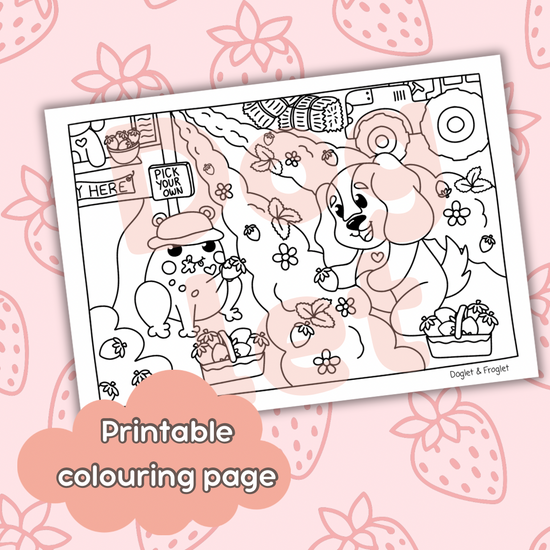 Doglet & Froglet Printable Colouring Pages - Strawberry Picking ...